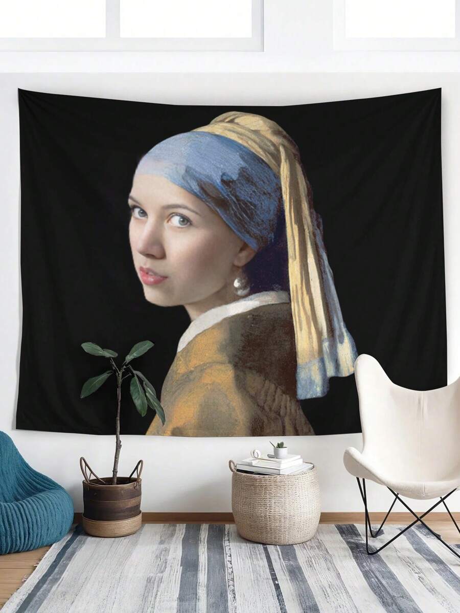 1pc Custom Tapestry, Girl With A Faux Pearl Earring Custom Tapestry ...