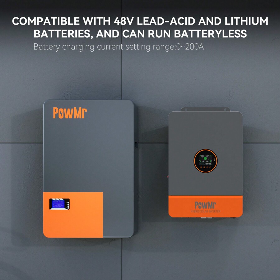 PowMr PowMr 10KW MPPT Solar Hybrid Inverter 48V 120V-240V AC Split Phase Power Inverter Built In ...