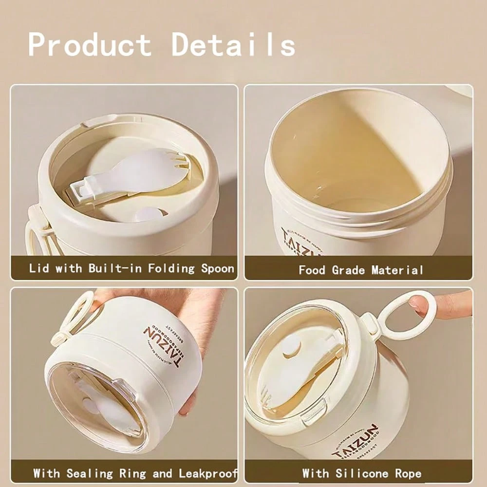 1Pc 600ml Microwaveable Breakfast Porridge Cup Set, Portable Snack ...