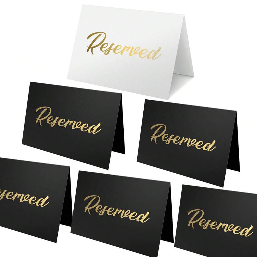 10-Pack Deluxe Golden Reserved Table Signs - Double-Sided, No ...
