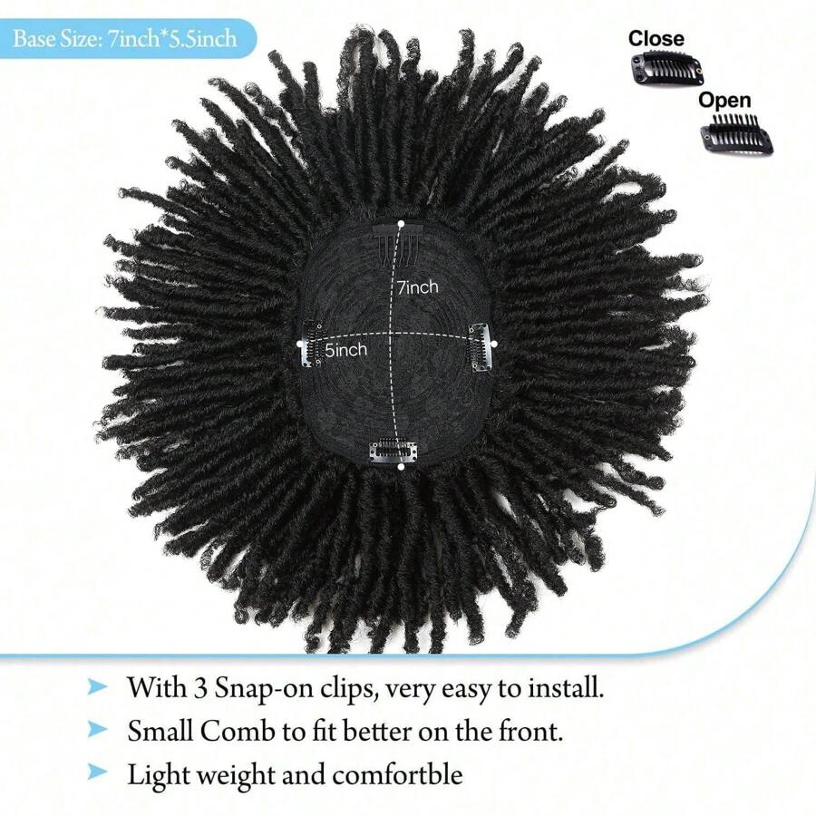 6Inch Short Dreadlock Hair Topper Wig For Men Synthetic Dreadlocks Hair ...