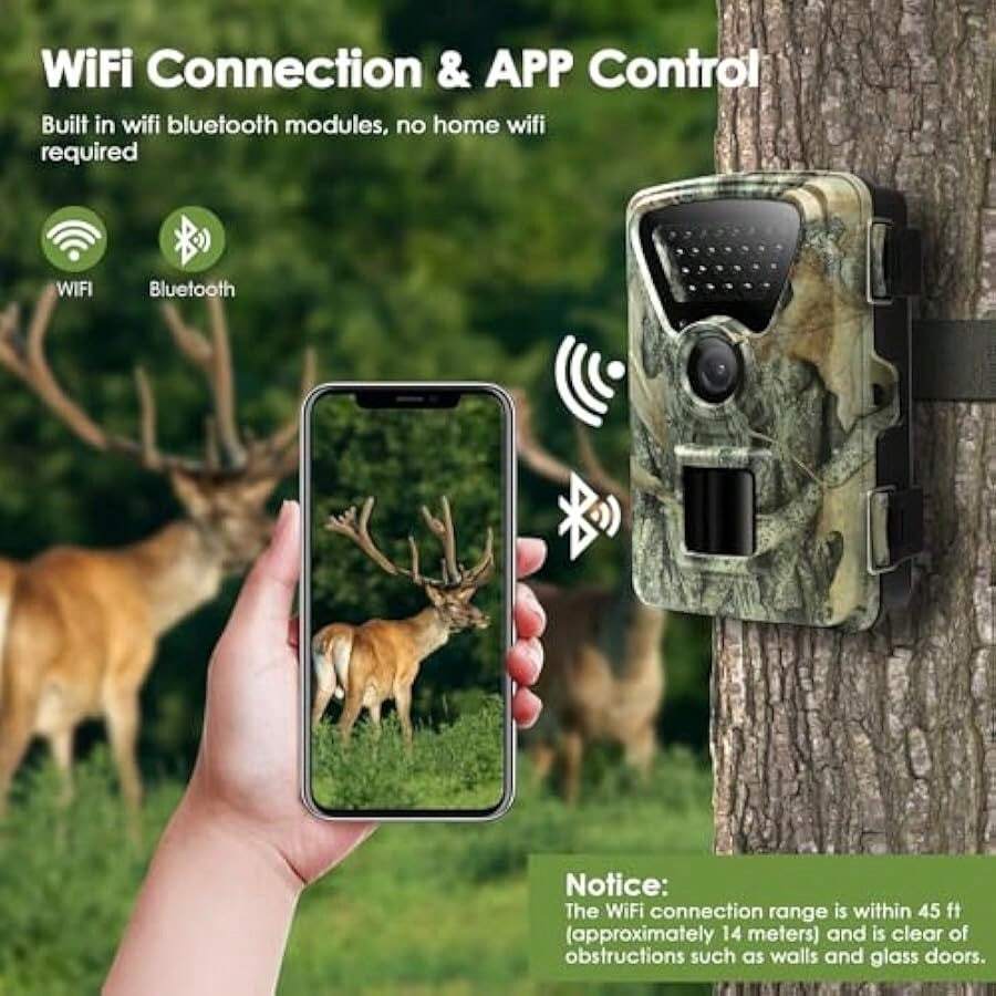 WiFi Bluetooth Trail Camera 1440P 32MP Night Vision Waterproof IP66 0 ...