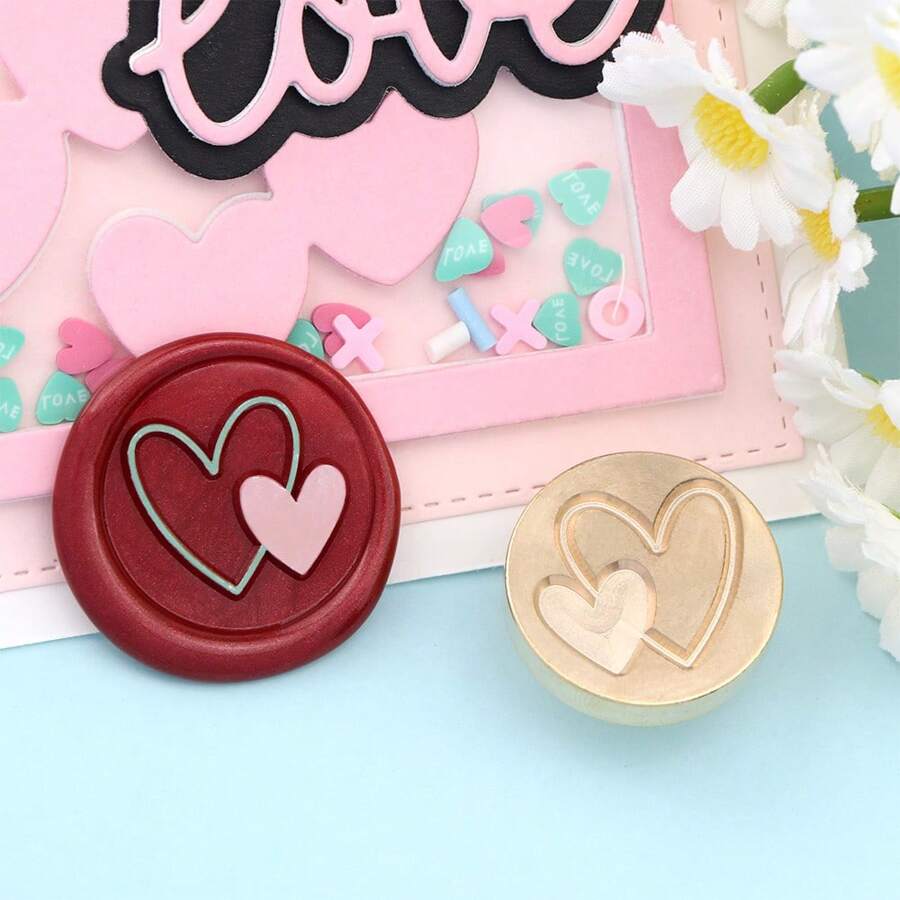 CYFUN DESIGN 1 PC 2.5cm Round Wax Seal Stamp Head NO Handle Heart ...