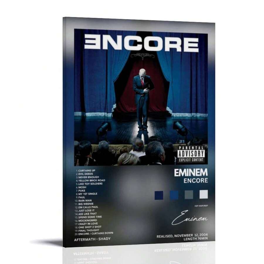 EMINEM Rapper Music Poster Framed Canvas Poster Built In Wooden Frame ...