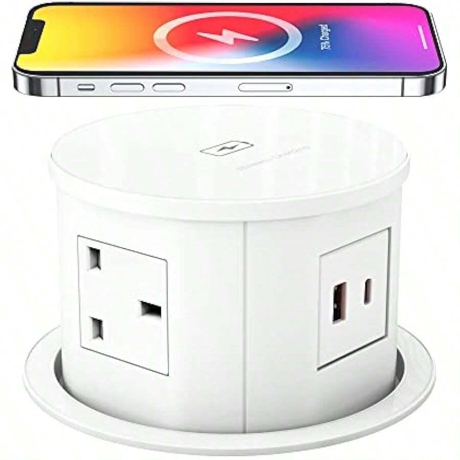 Pop Up Power Socket 15W Wireless Charger PD 20W Type C 4 Way Outlets ...