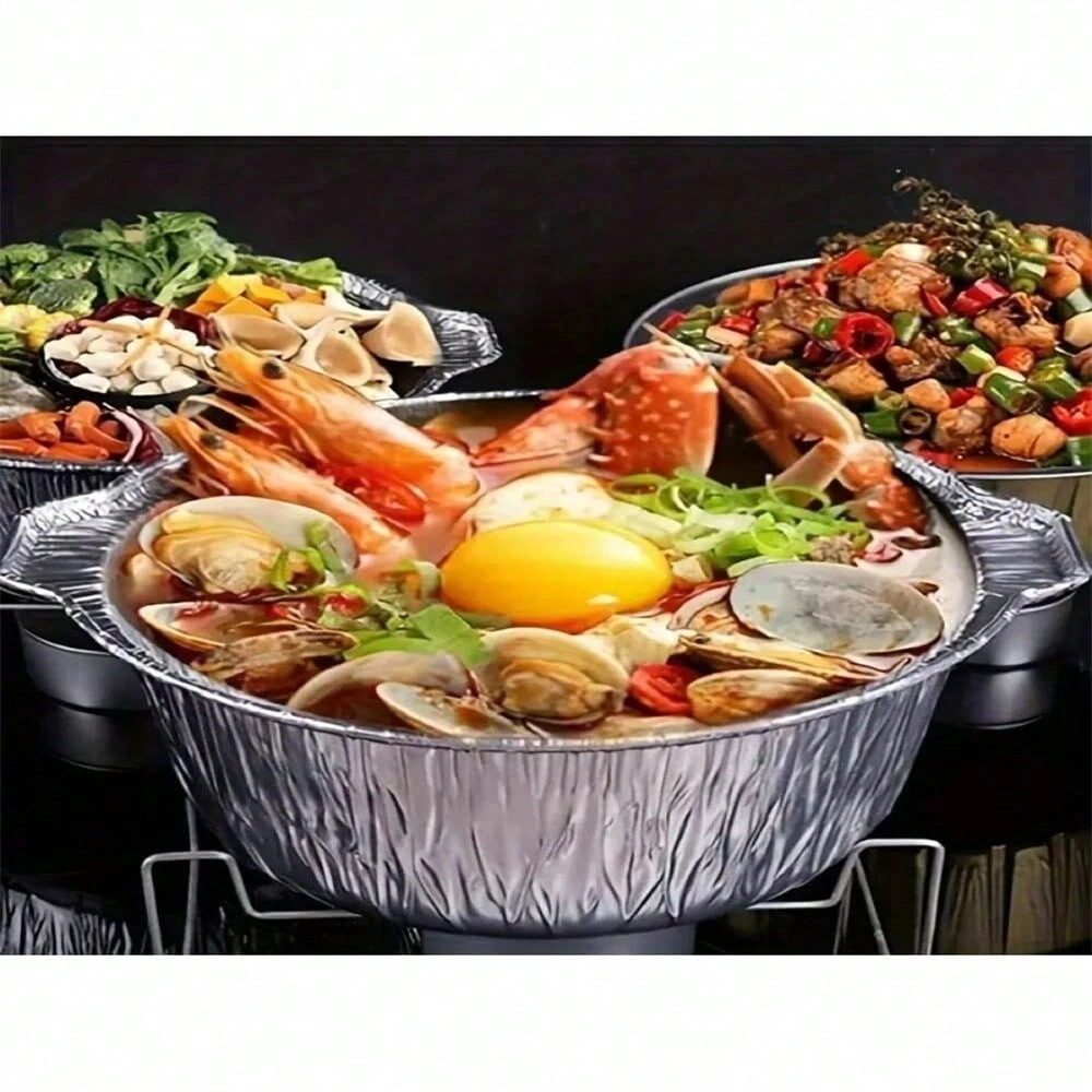 5 ollas de aluminio con tapas, juego de ollas de metal circulares ...