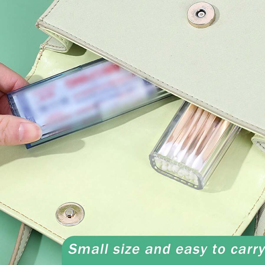 Cotton Swab Holder, Clear Plastic Flosser Dispenser With Lid, Portable ...