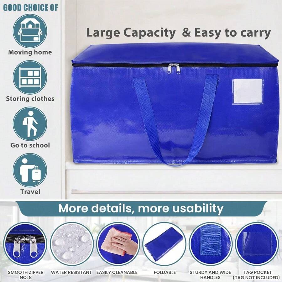 Foldable Heavy Duty Tarp Bag With Zipper And Handles, Movable Storage ...