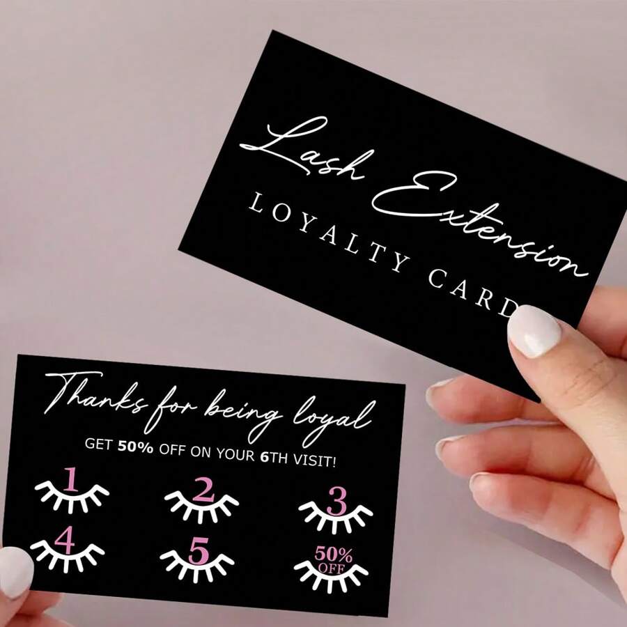 50pcs Black Eyelash Aftercare Card Beauty Studio Membership Loyalty ...