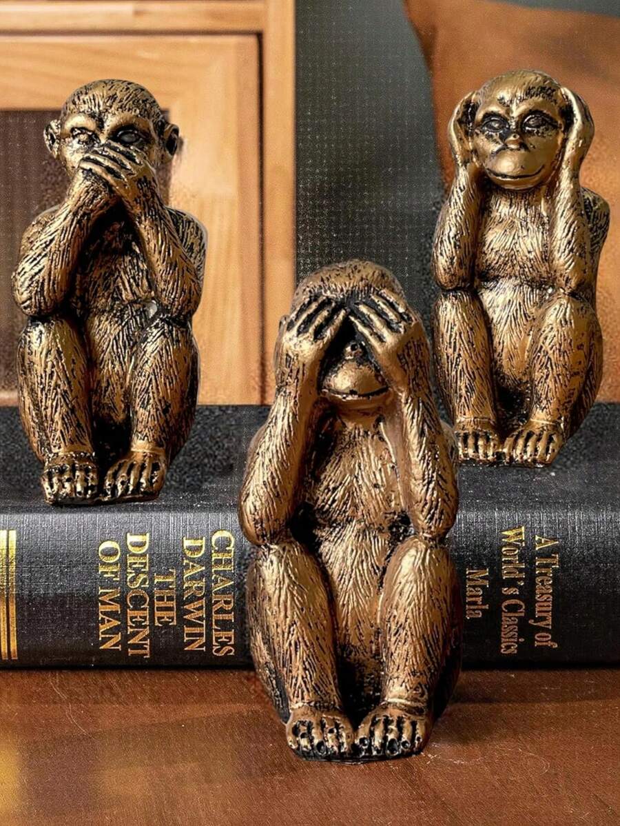 1/3 Wise Monkeys Statue For Home Decor Accents,Hear No See No Speak No ...