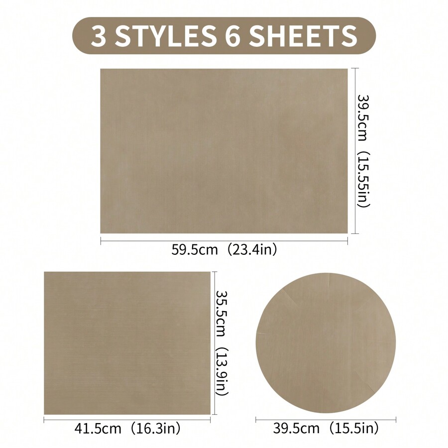 6 Pack Reusable Baking Mats, Non Stick Teflon Mats PTFE Teflon Sheet ...