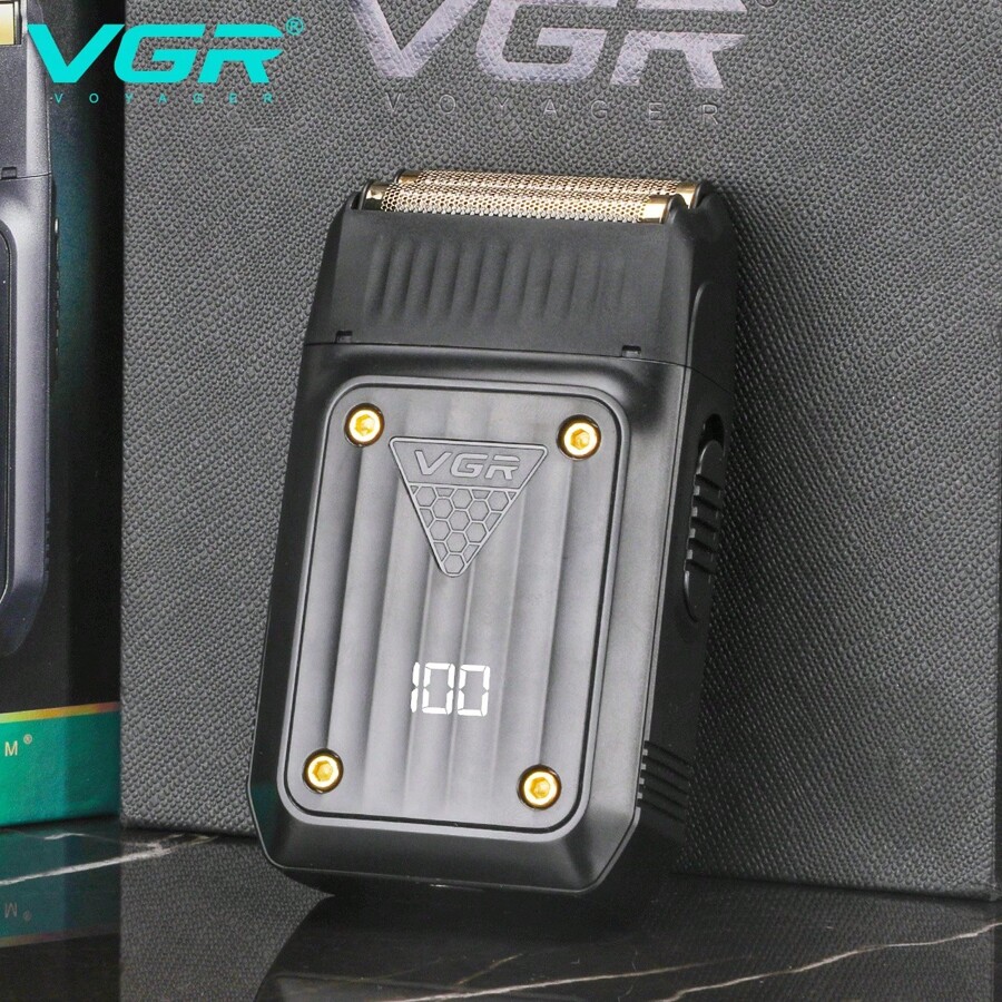 VGR VGR Rasierer tragbar, wiederaufladbar, mit digitalem Display, Reiserasierer, Profi-Rasierer ...