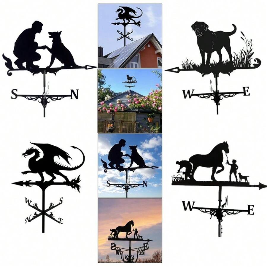 Farmhouse Weather Vane Roof Mount Wind Direction Indicator Kit Outdoor ...
