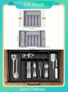Expandable Adjustable Kitchen Drawer Organizer - Space-Saving Utensil ...