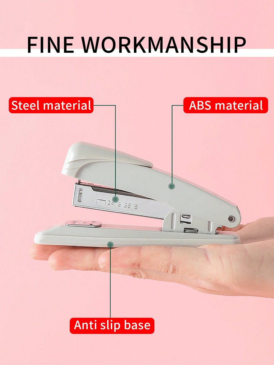 1pc Gray Simple Manual Office Stapler, Compact Stapler For Business ...