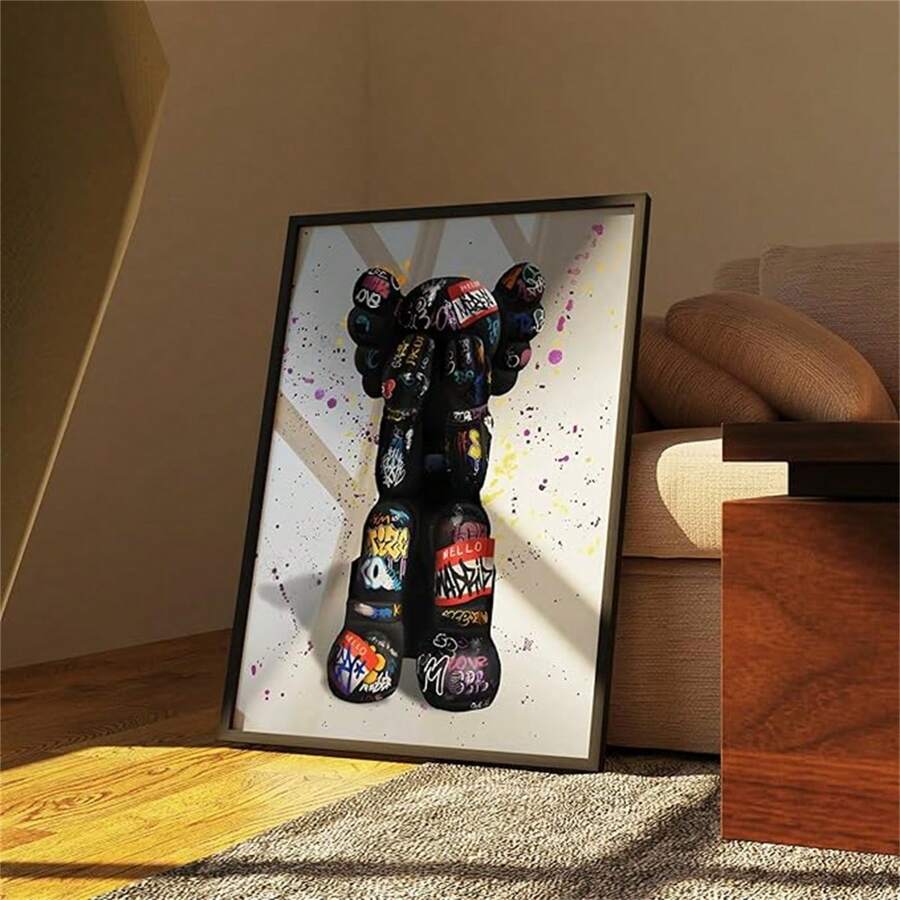 KAWS 1/3PCS Kawss Poster Kawaii Room Decor, Black And White Canvas Wall ...