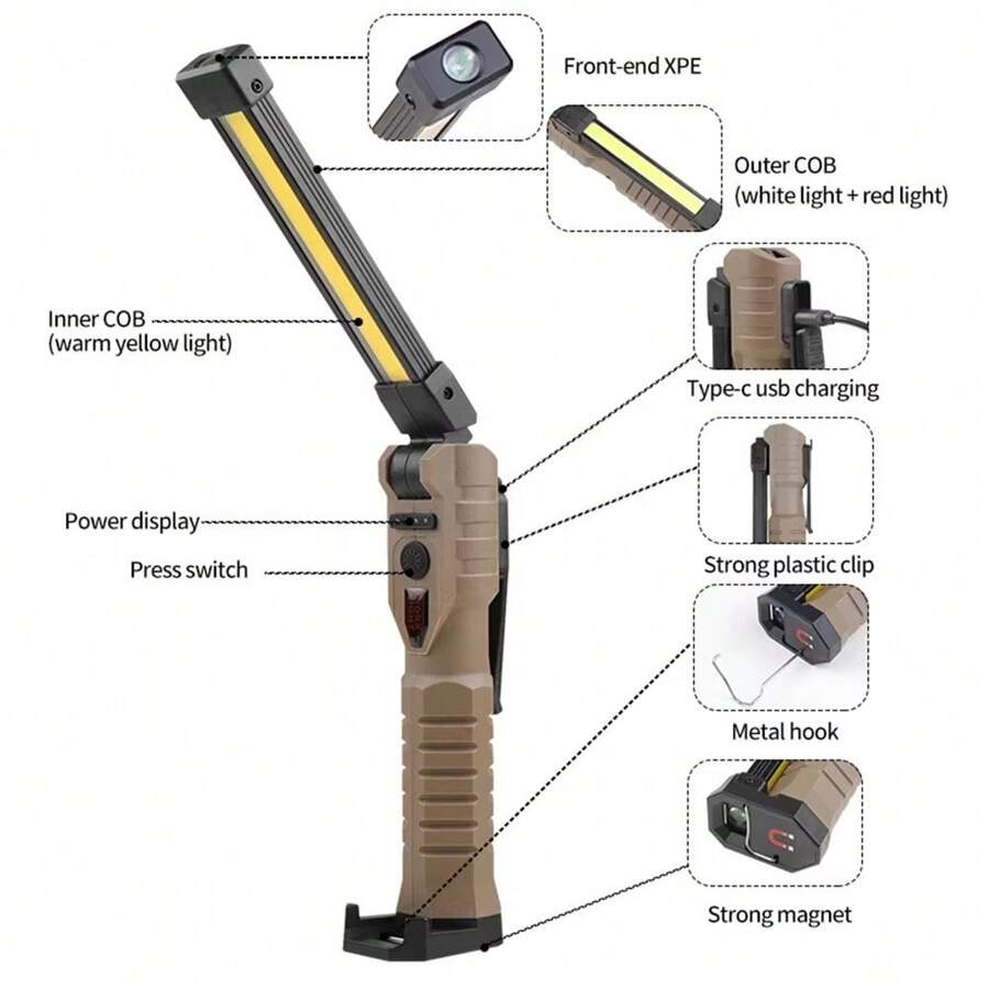 Multifunctional Rechargeable COB Work Light, LED Inspection Lamp ...
