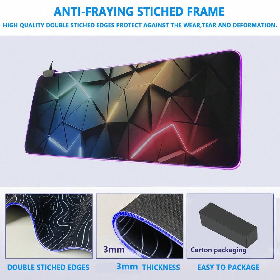 RGB Gaming Muismat Met 7 Verlichtingsmodi, Grote Waterdichte Bureau Mat ...