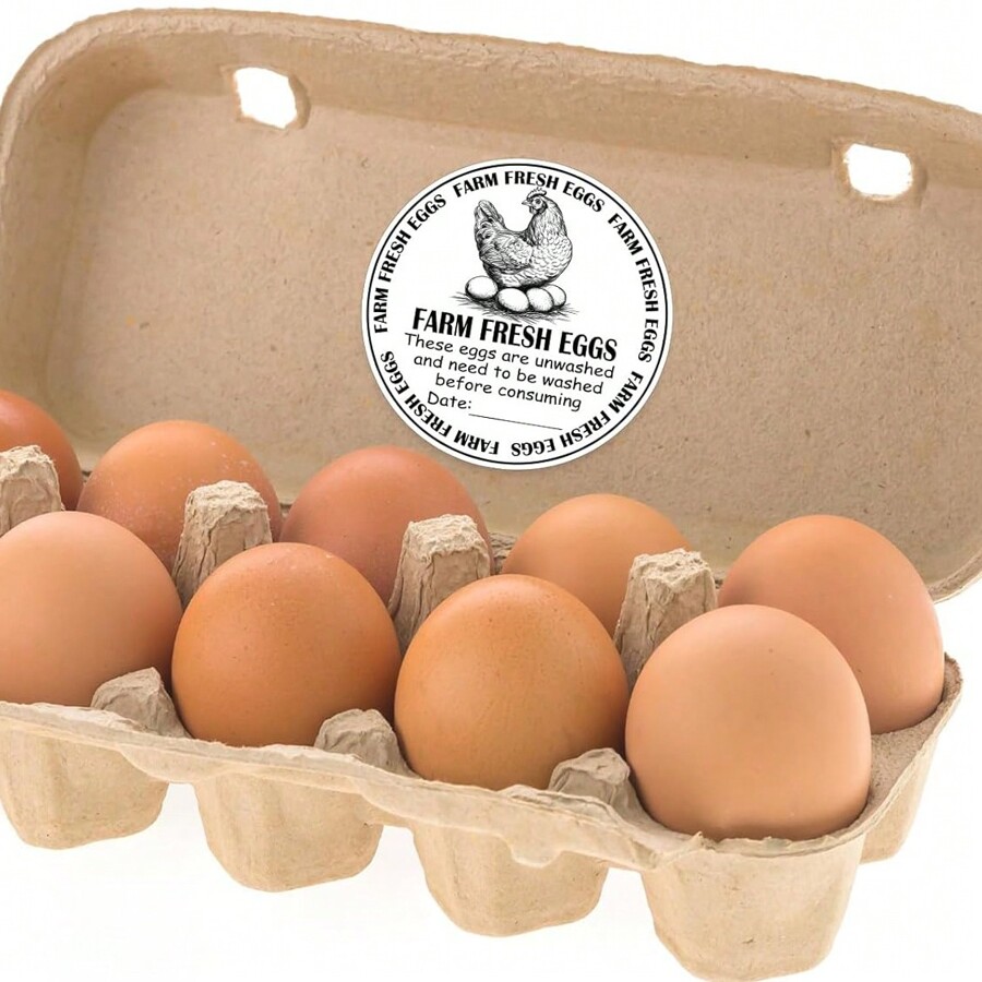 500pcs 2 Inch Farm Fresh Egg Paper Box Labels, Writable Stickers For ...