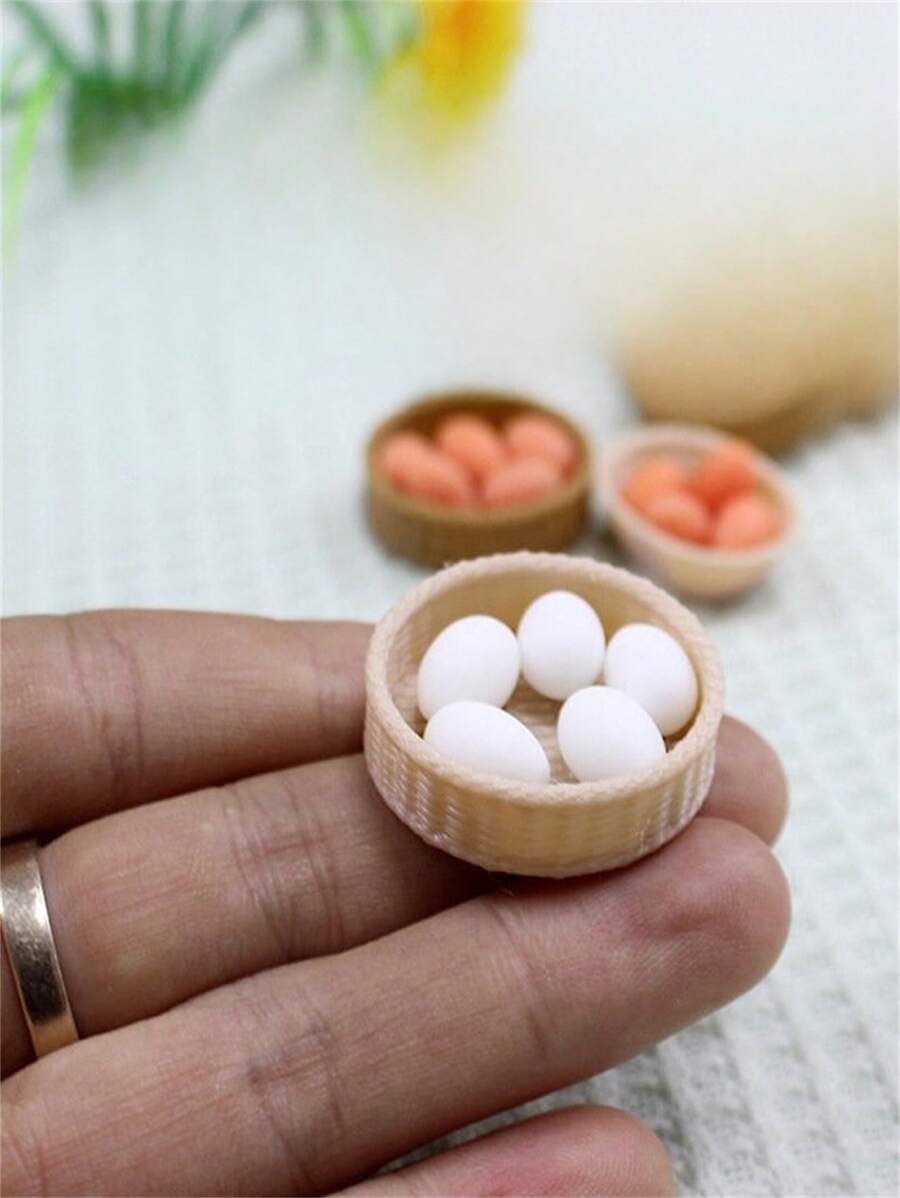 DOLLHOUSE Miniature Playset Model - Micro Shopping Basket, Mini Bread ...