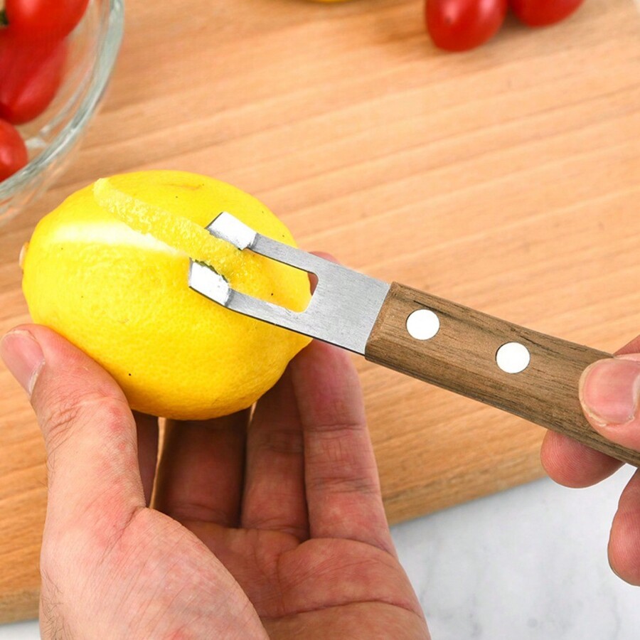 Stainless Steel Lemon Grater With Wooden Handle Fruit Lemon Peeler ...