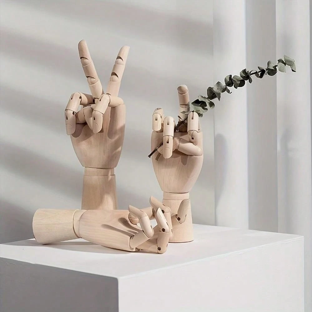 1 Peça/Manequim Articulado de Mão de Madeira Criativo, Palma e Dedos ...