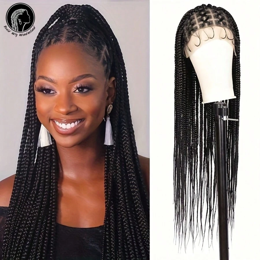 Criss Cross Knotless Box Braided Wigs With Baby Hair 36 Inches ...