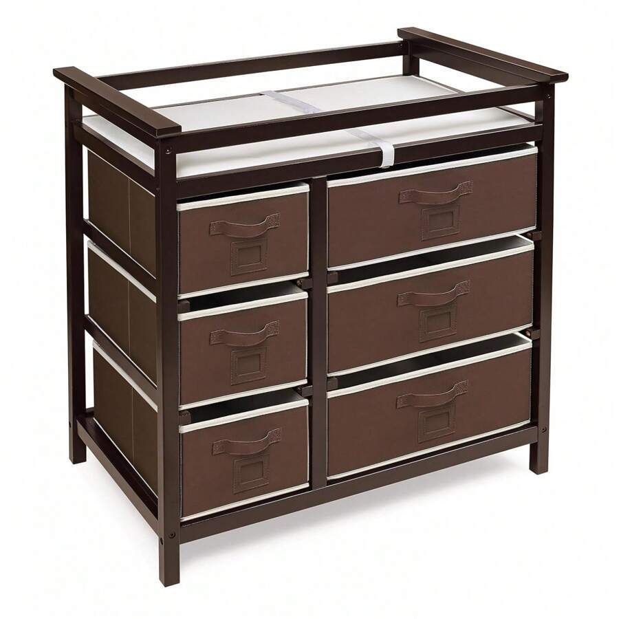 Badger Basket Modern Baby Changing Table With 6 One Storage Drawers And ...