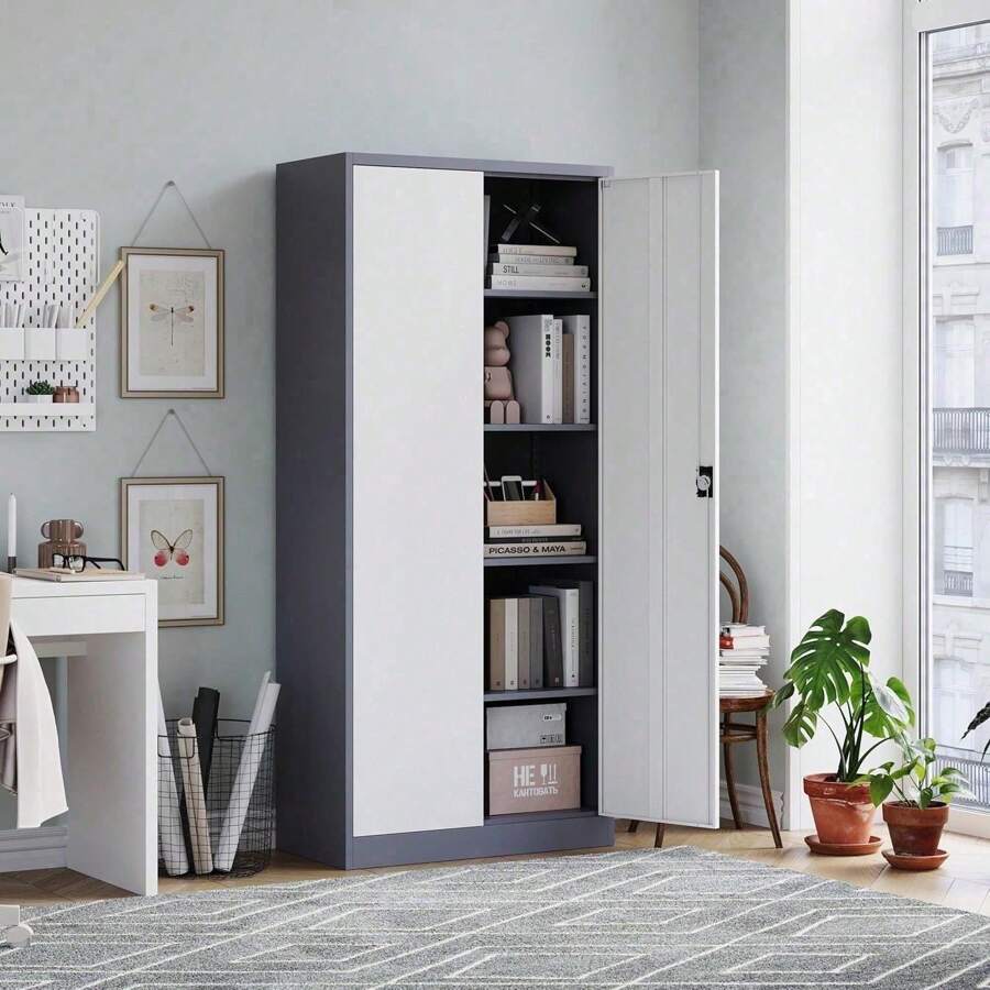 TUHBONNPMFV Home Office Storage Cabinet With Shelves And Doors, Metal ...