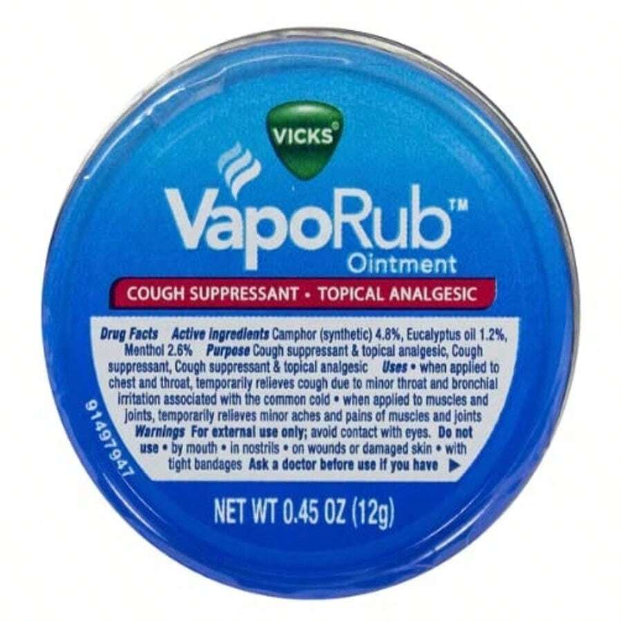 Vicks Vicks Vaporub Original Cough Suppressant Ointment, 0.45 Ounce Tin ...