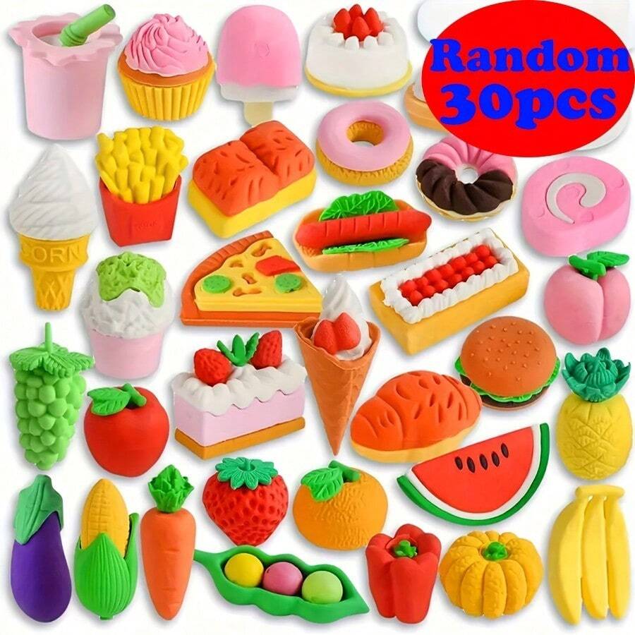 Surprise Candy Erasers Blind Bag - Fun 3D Mini Pencil Top Erasers For ...