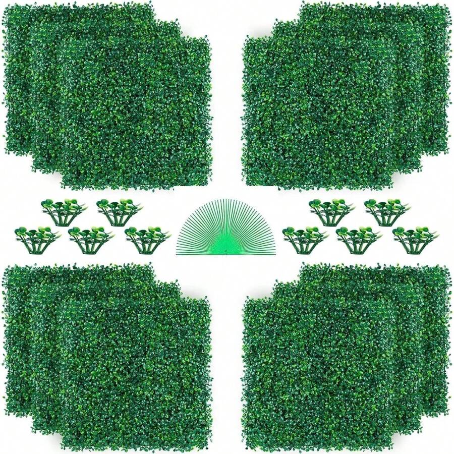 ICover Artificial Grass Wall Panels, Privacy Greenery Screen,20x20in 12 ...