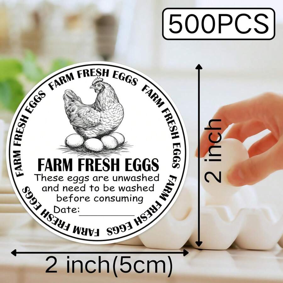 500pcs 2 Inch Farm Fresh Egg Paper Box Labels, Writable Stickers For ...
