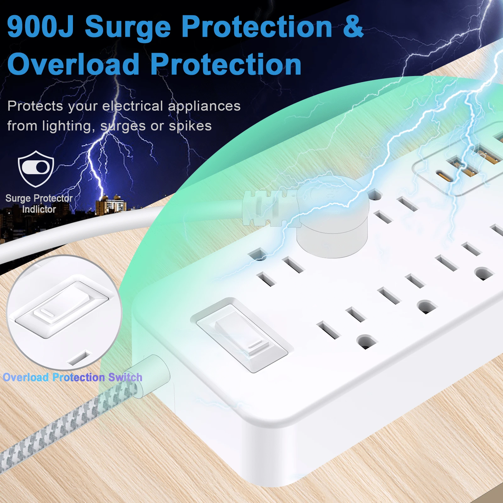 12-In-1 Multi-Socket Power Extender Power Board Surge Protector - Multi ...