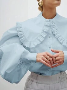 Elegant Solid Color Exaggerated Peter Pan Collar Lantern Sleeve Blouse for Sale Australia| New ...