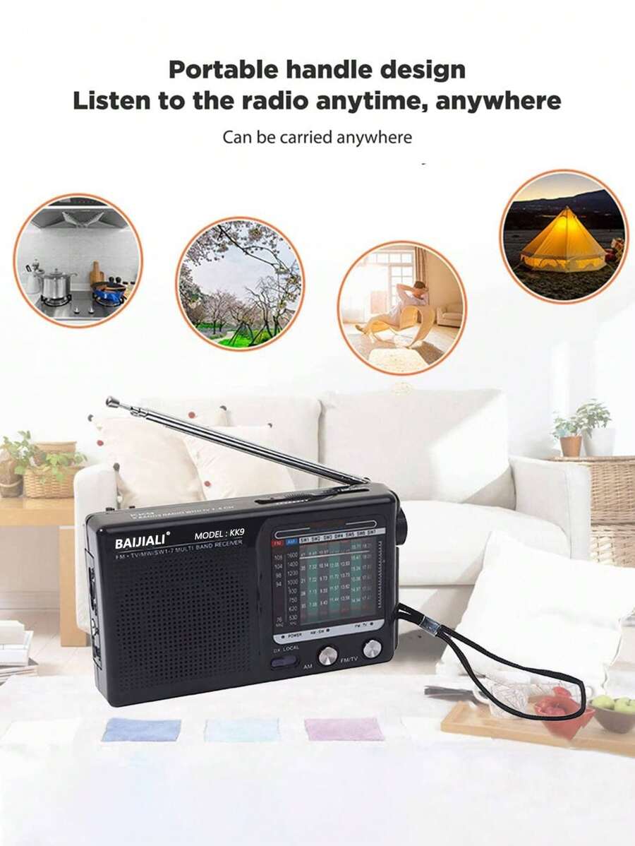 Portable AM/FM Radio, Full-Band Radio, Mono, Digital Processing Chip ...
