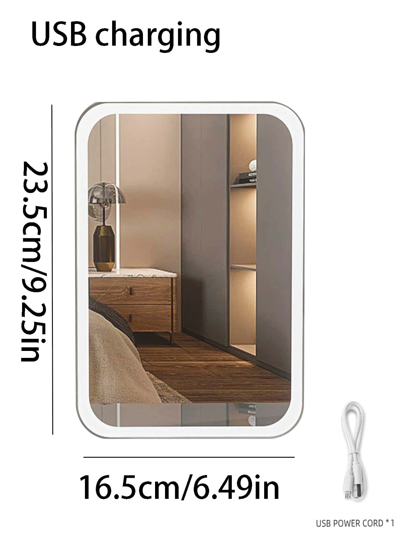 Desktop LED Tri-Color Lighted Makeup Mirror, Portable Folding Student ...