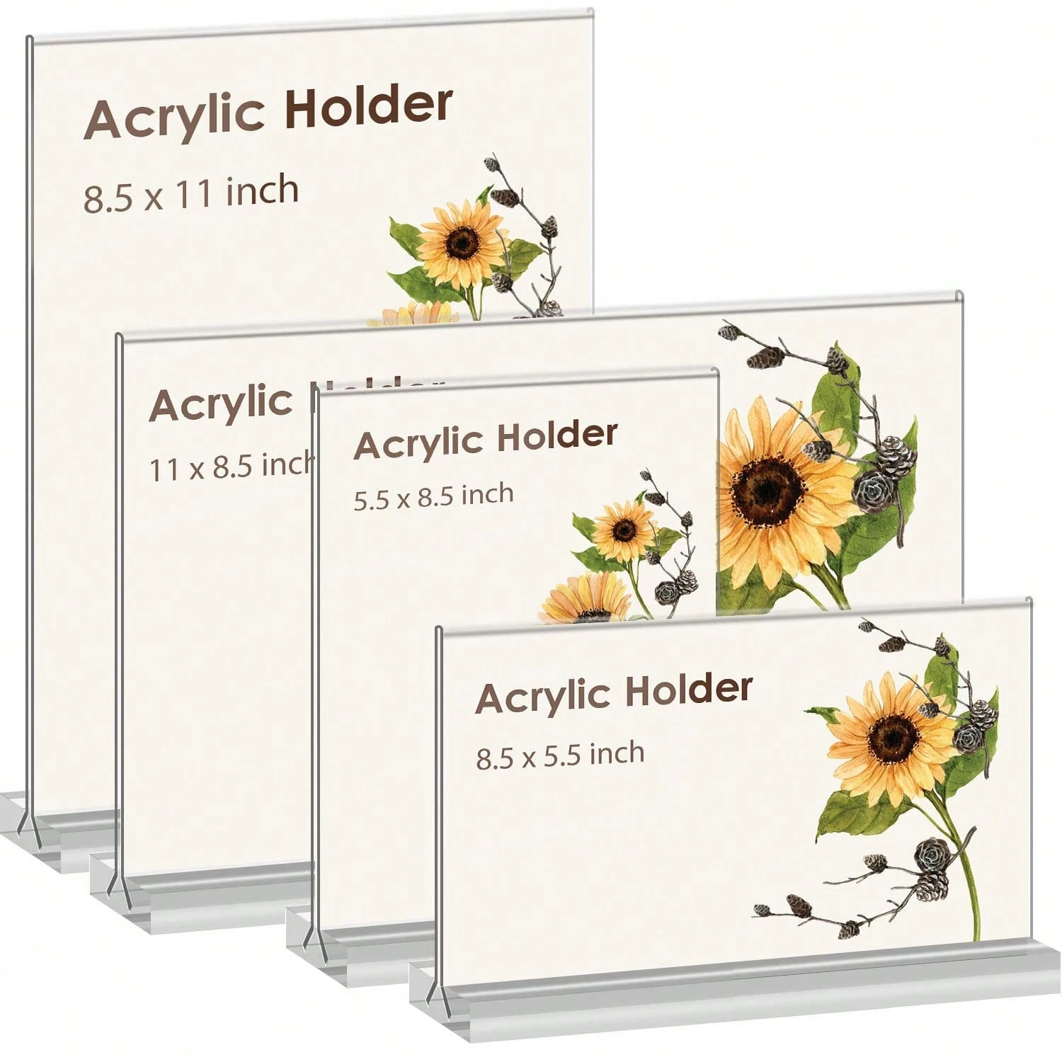 8.5x11 Acrylic Sign Holder 3 Packs Vertical Double-Sided Display ...