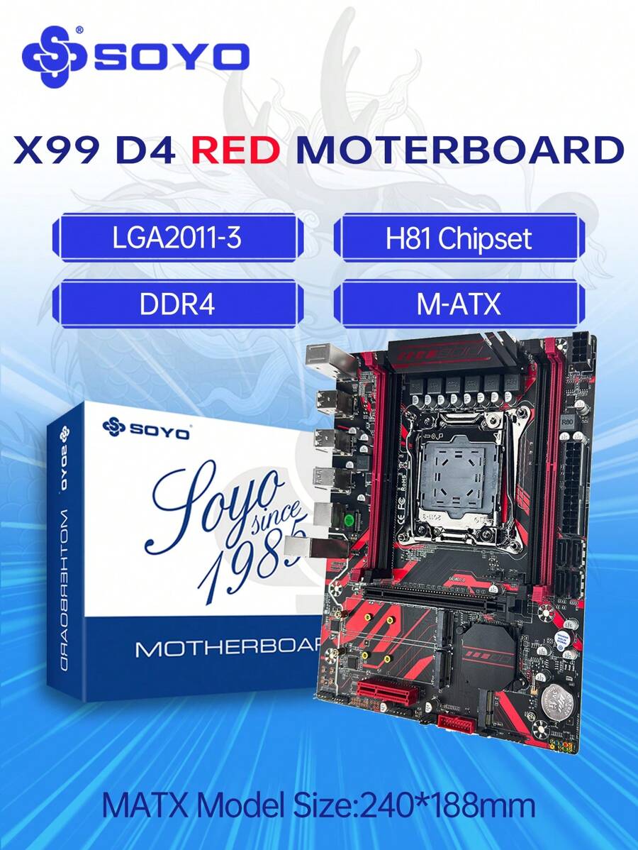 X99 D4 ROTES Motherboard LGA 2011-3, unterstützt Intel Xeon Prozessor ...