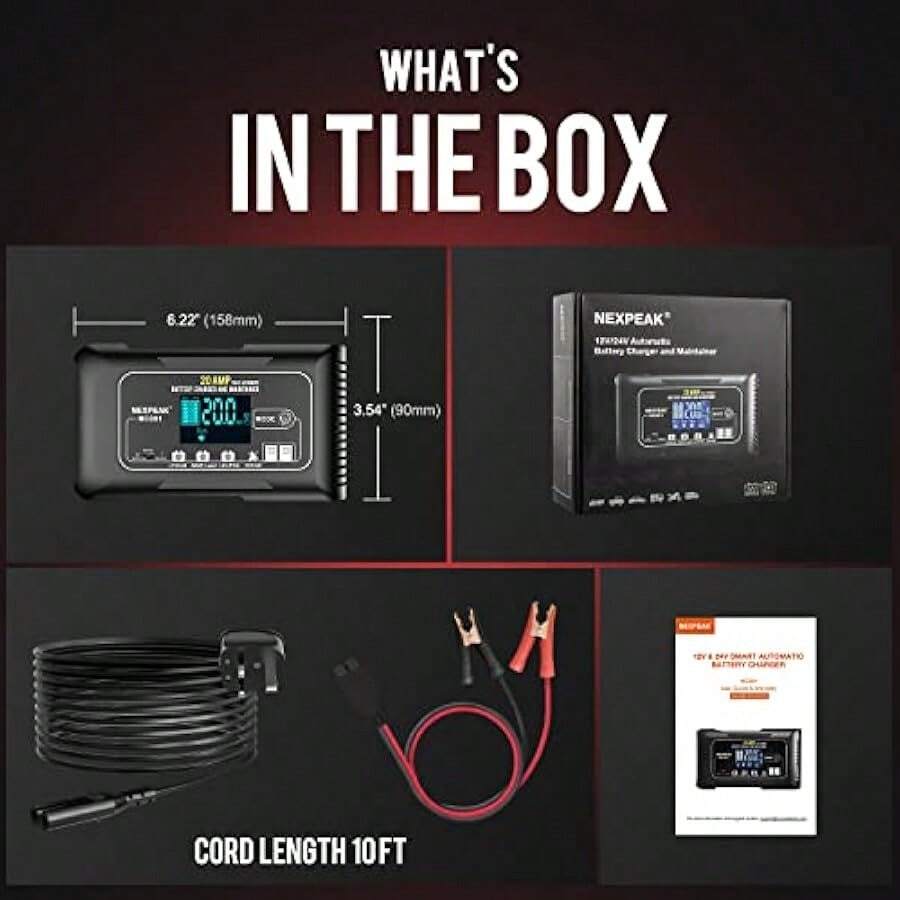20-Amp 12V 24V Smart Auto Battery Charger Maintainer Trickle Charger ...