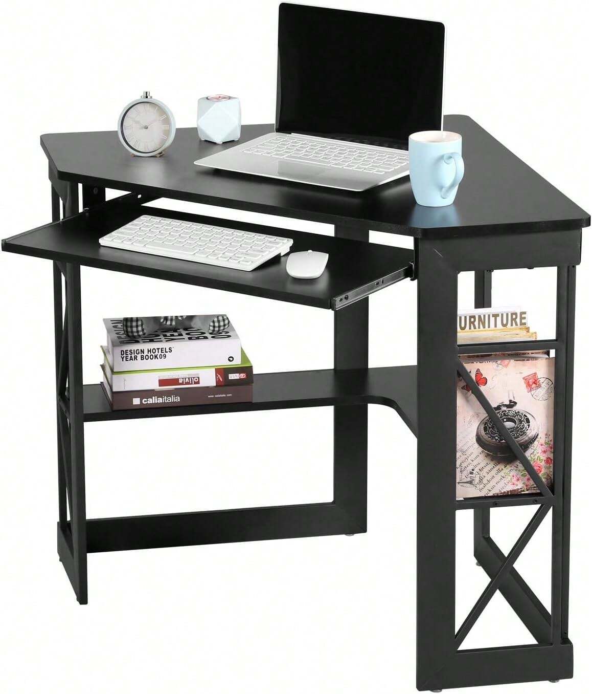 Corner Computer Desk 41 X 30 Inches With Smooth Keyboard & Storage ...