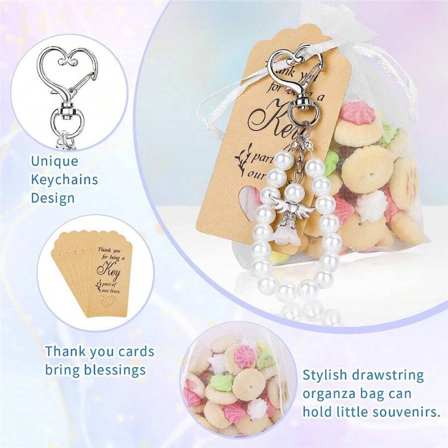 20 Sets Cute Angel Keychains With Favor Boxes And Thank You Cards ...