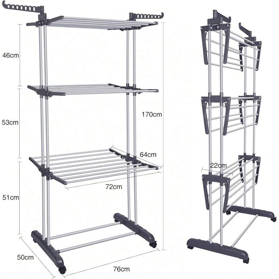 Folding Clothes Drying Rack 4-Tier Clothes Drying Rack Stainless Steel ...