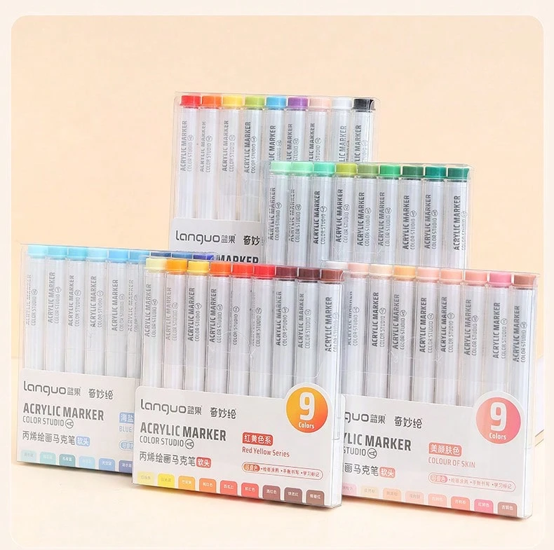 Blue Acrylic Marker Pens With Soft Nibs For Blendable Colors, High ...
