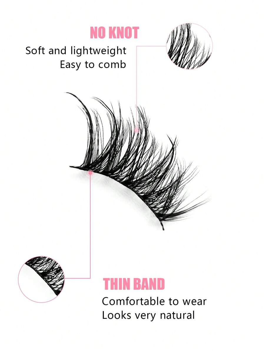 7 Pairs D Curl Fluffy Half Lashes Wispy Short False Eyelashes ...