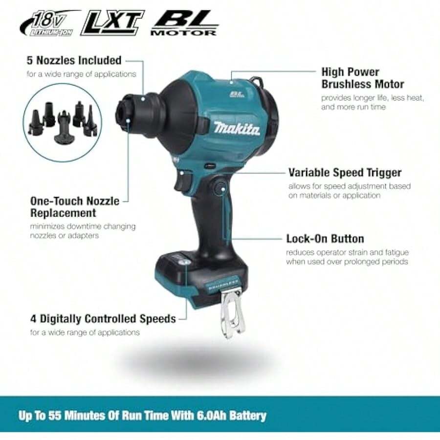 18V Li-Ion LXT Brushless Dust Blower Makita DAS180Z - Batteries And Charger Not Included | SHEIN UK
