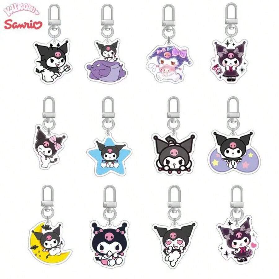 Sanrio Kuromi Cartoon Keychain, Double-Sided Clear Acrylic U-Shaped ...