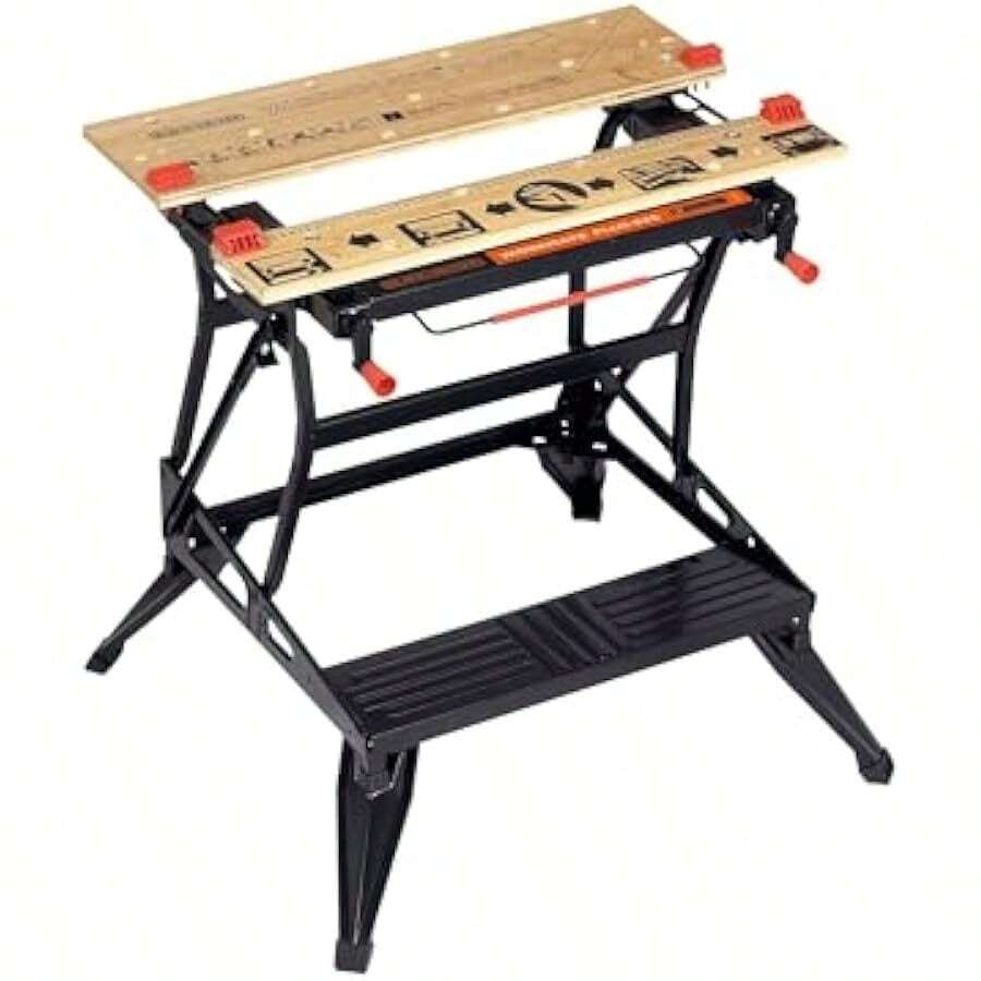 Dual Height Heavy Duty Steel Frame Workbench Tool Stand Saw Horse BLACK ...