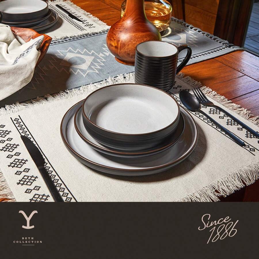 Yellowstone 12-Piece Ceramic Dinnerware Set, Beth Collection | SHEIN ITALIA