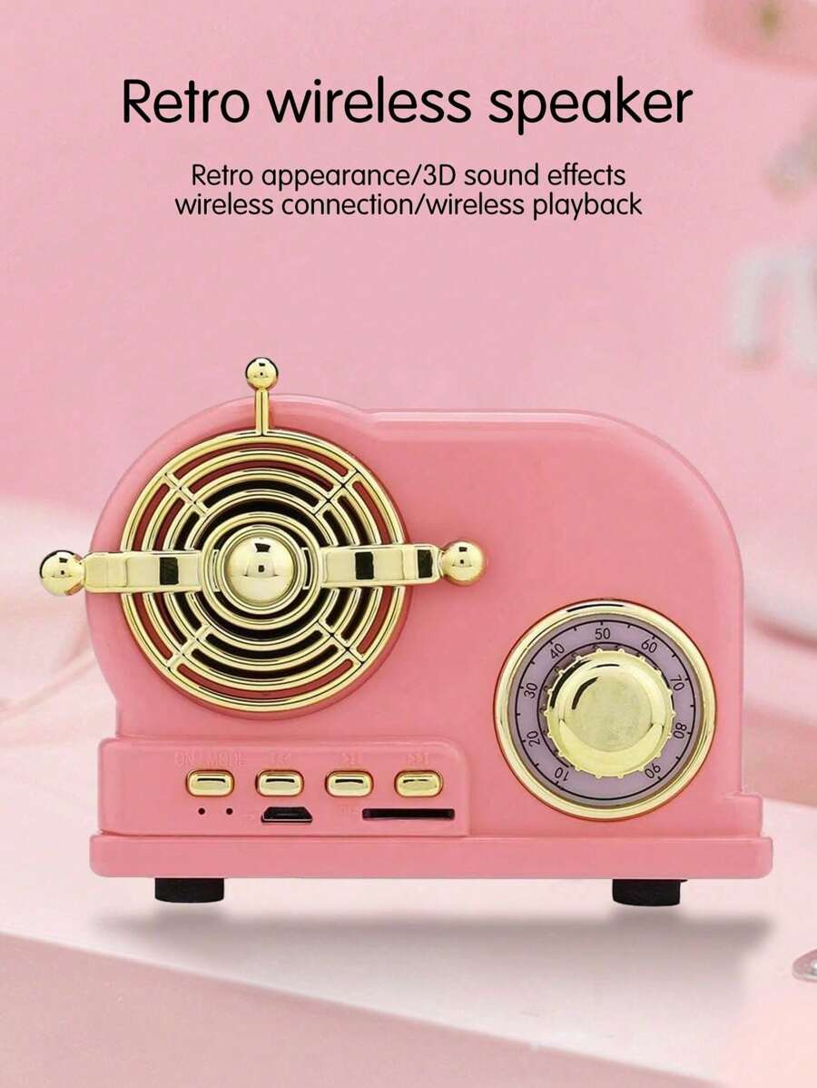 Vintage Bluetooth Mini Creative Gift Wireless TF Card Low Bass Speaker ...